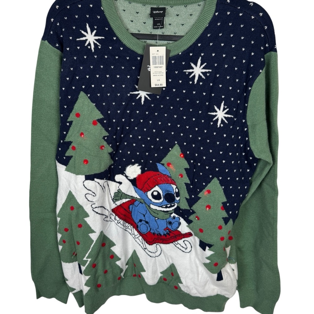 Light Up Disney Stitch Christmas Sweater Size Large H… - Gem